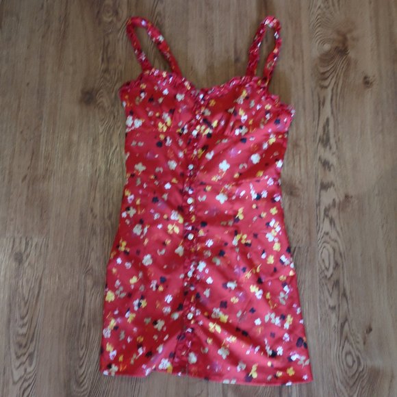 LINJIA SHOP | Dresses | Linjia Shop Red Yellow Floral Sleeveless Dress ...